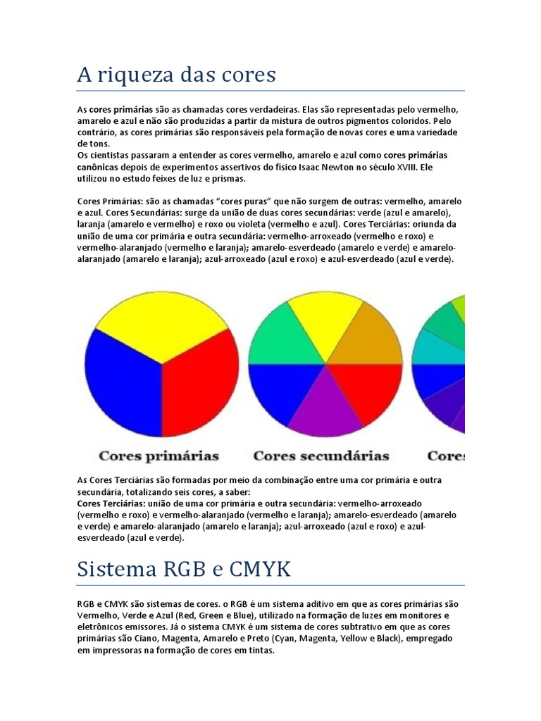 As cores primárias e a formação das demais cores | PDF | Cor | Modelo ...
