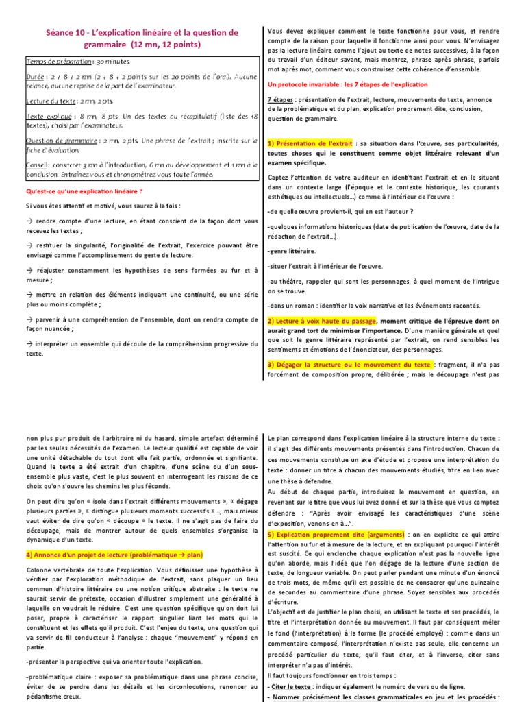 Méthode de L'explication Linéaire | PDF | Discours (linguistique) | Phrase