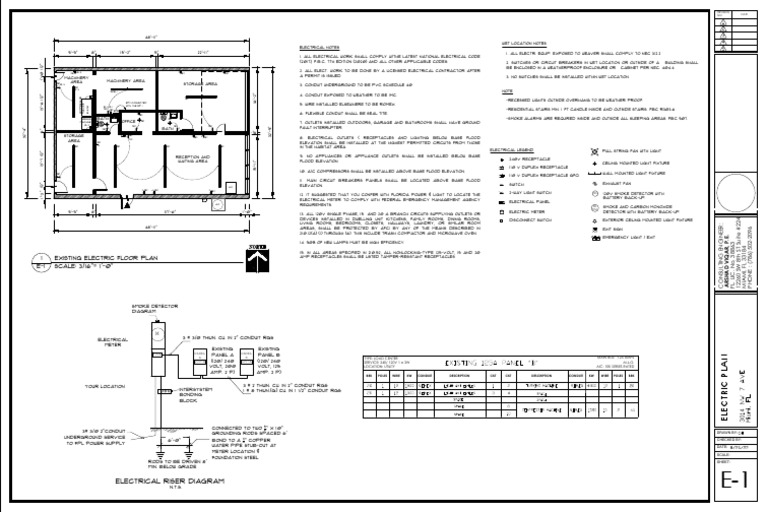 Electrical Riser Diagram: EXISTING Electric Floor PLAN 1 E-1 SCALE: 3/ ...