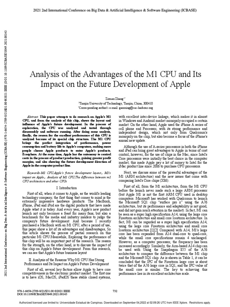 Analysis of The Advantages of The M1 CPU and Its Impact On The Future Development of Apple ...