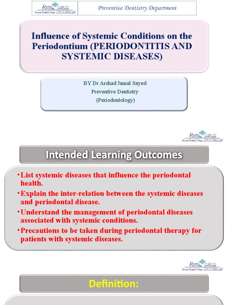 Periodontitis and Systemic Diseases | PDF | Periodontology | Medical ...