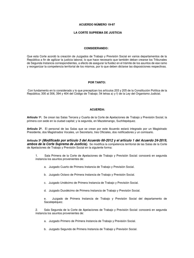 Acuerdo Número 19-97 CSJ | PDF | Instituciones sociales | Gobernancia