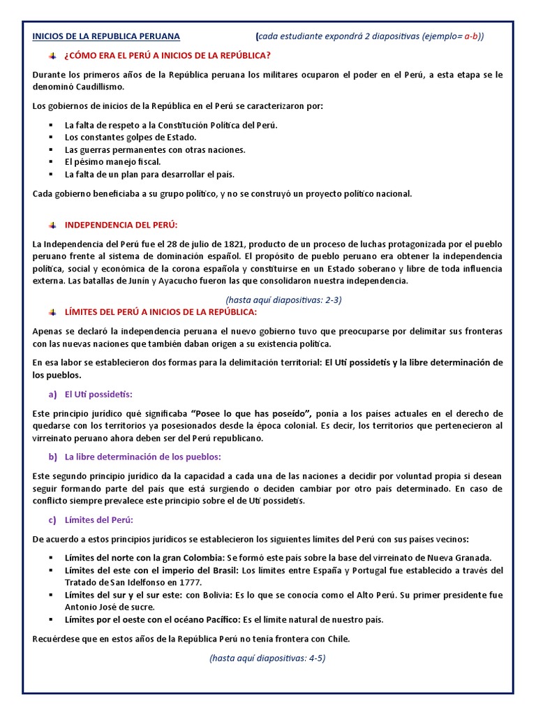 Inicios de La Republica Peruana | PDF | Perú | América del Sur
