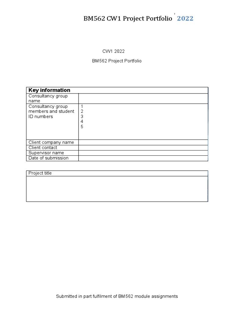 CP - CW1 - Proforma For Portfolio 2022 | PDF | Business