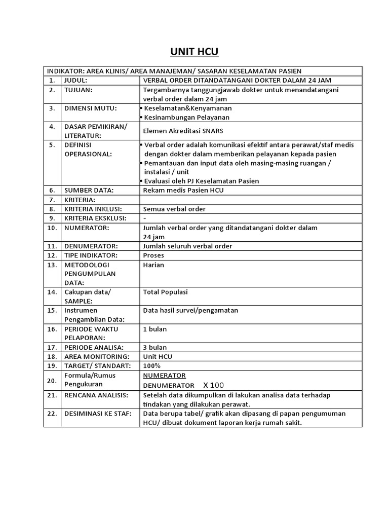Profil Indikator Mutu Hcu - 2022 | PDF