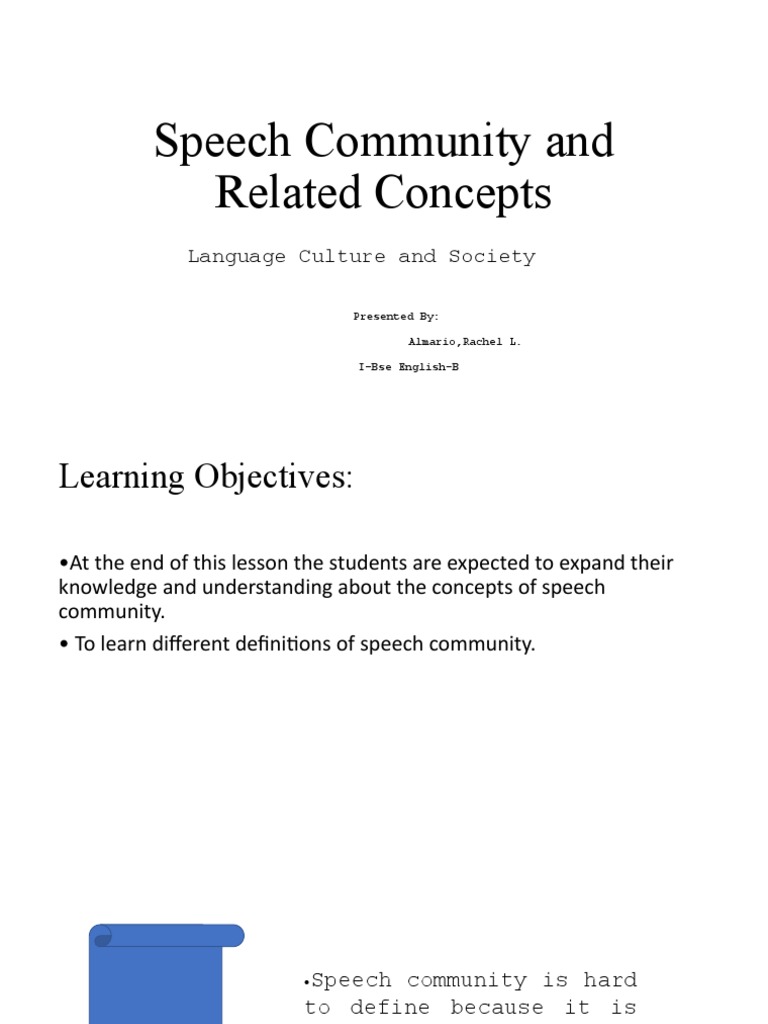 EL101 - Speech Community and Related Concepts | PDF | Community ...