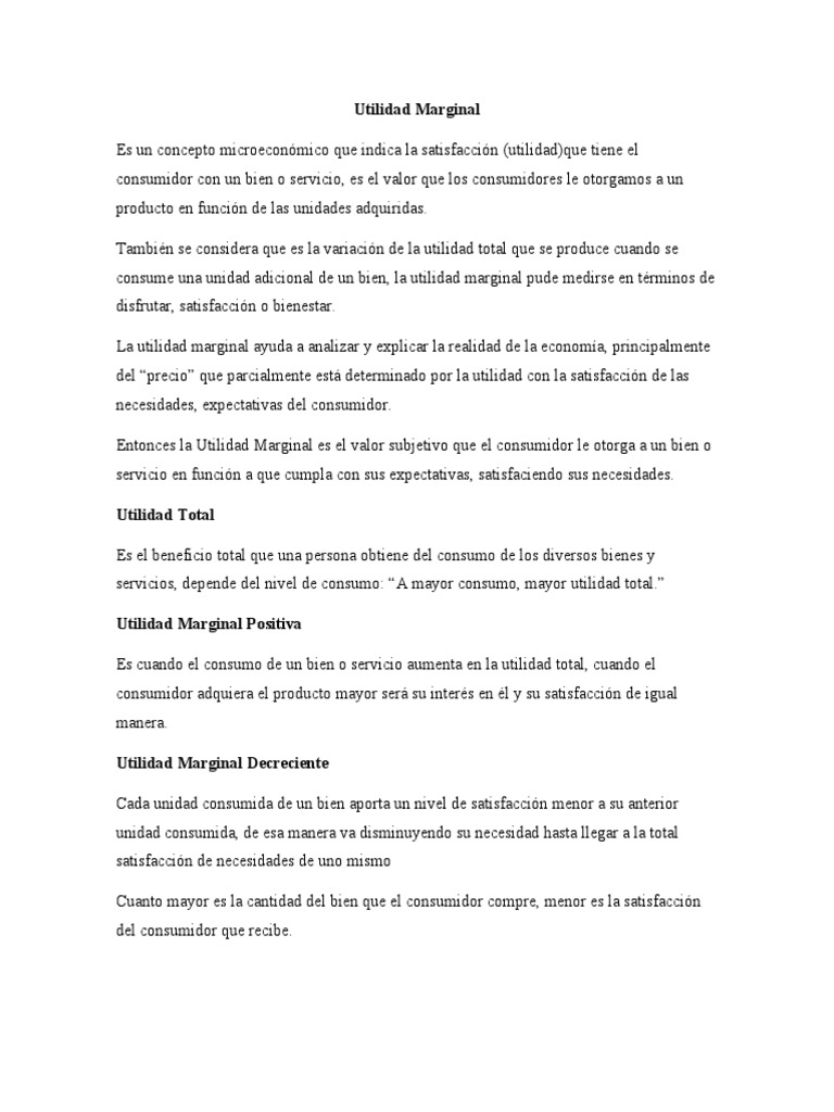 Utilidad Marginal | PDF