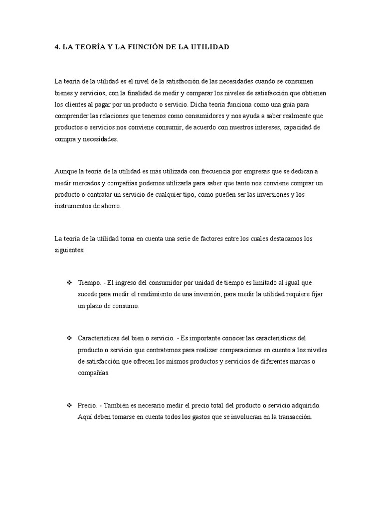 Teoria y Funcion de La Utilidad - TG | PDF