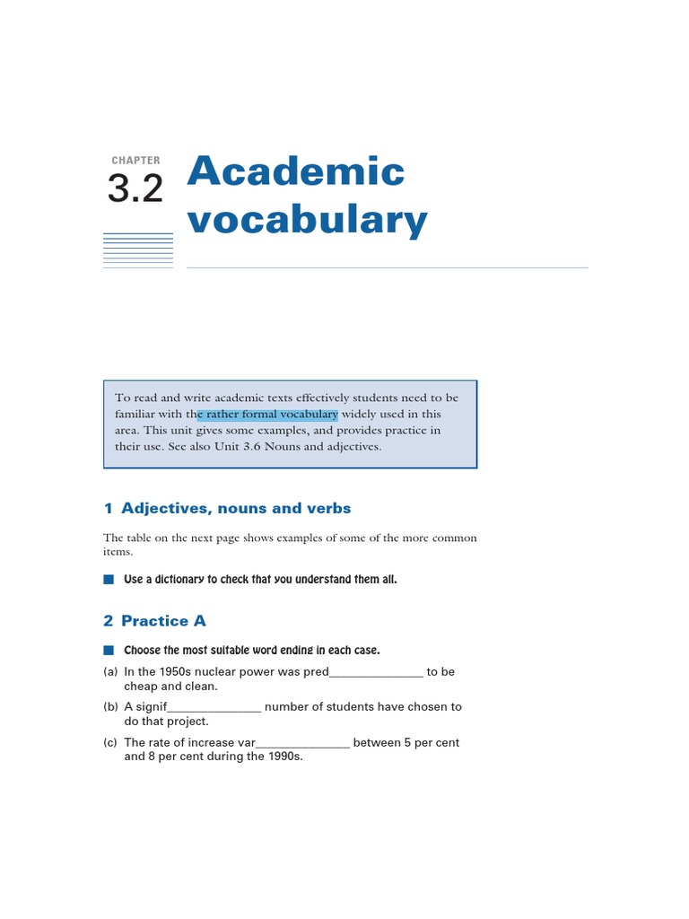 Academic Vocabulary - Bailey | PDF | Noun | Verb
