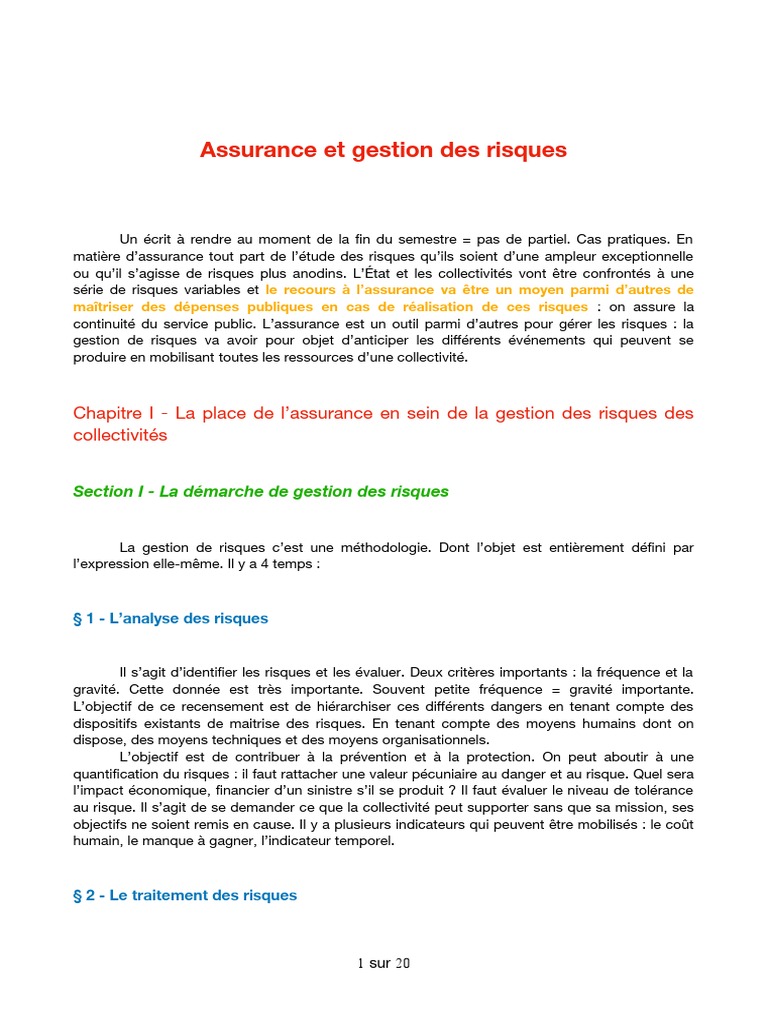 Assurance Et Gestion Des Risques | PDF | Assurance | Risque