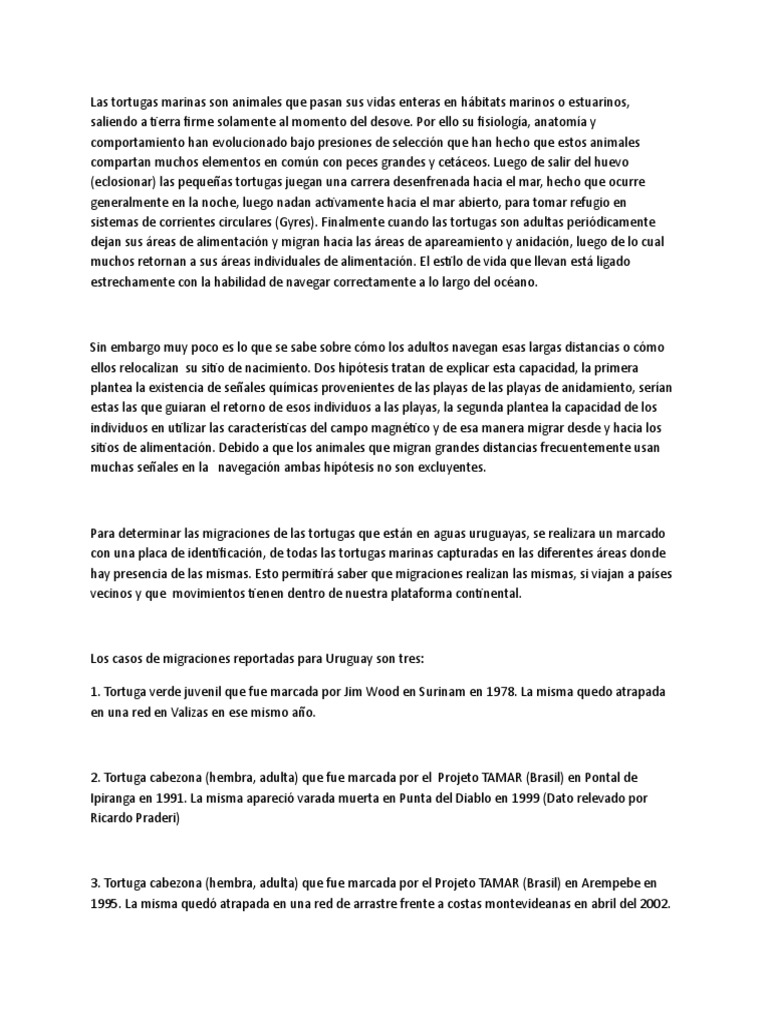 Migración de Tortugas en Uruguay | PDF | Tortuga | Organismos