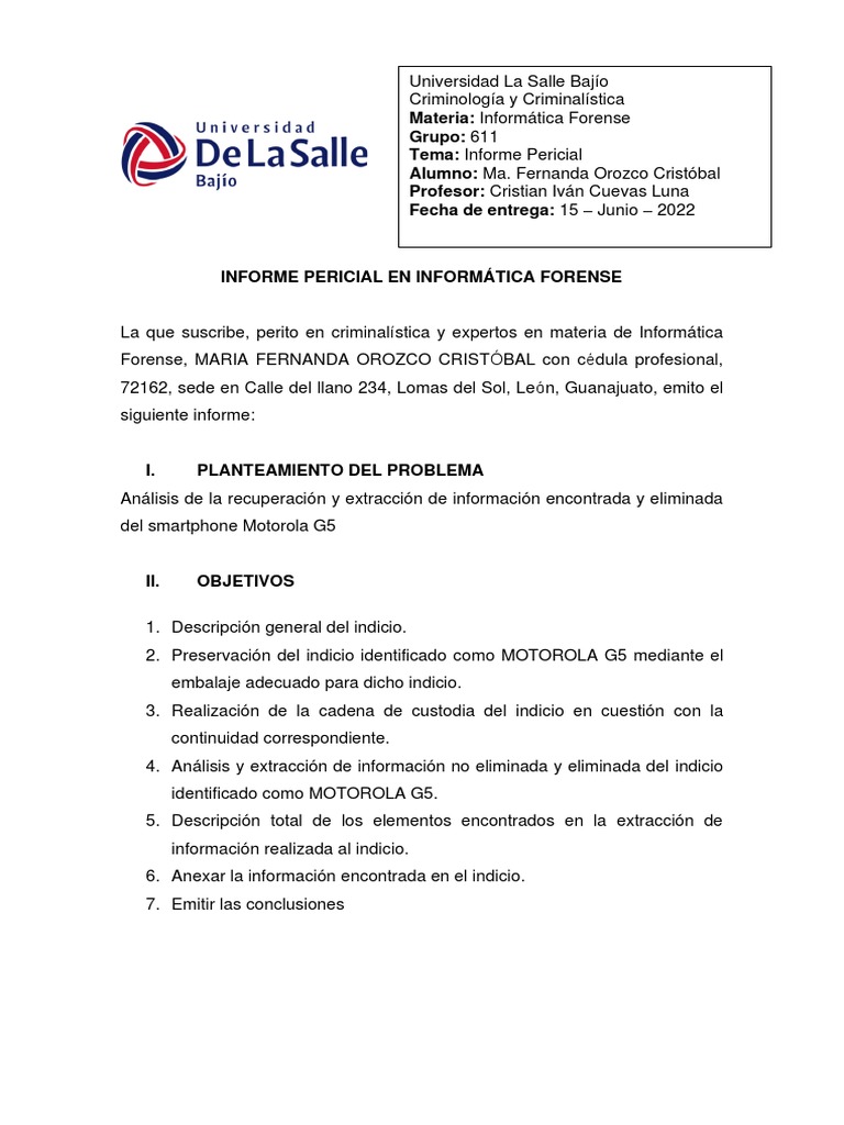 Informe Pericial en Informática Forense | PDF | Informática forense | Ciencia forense