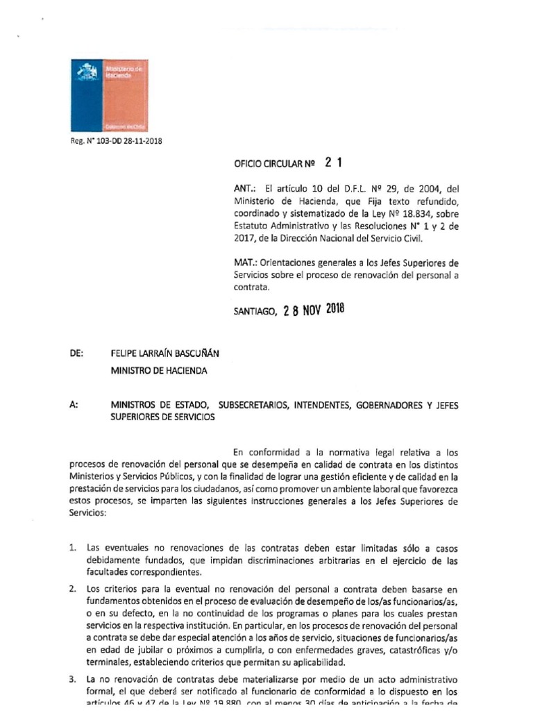 Oficio Circular N°21 Noviembre 2018 | PDF Oficio Circular N°21 Noviembre 2018 | PDF