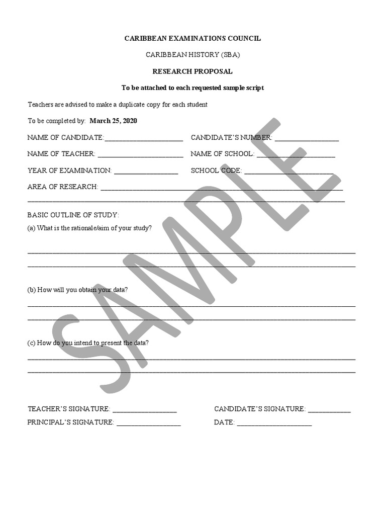 Research Proposal Caribbean History Sample | PDF