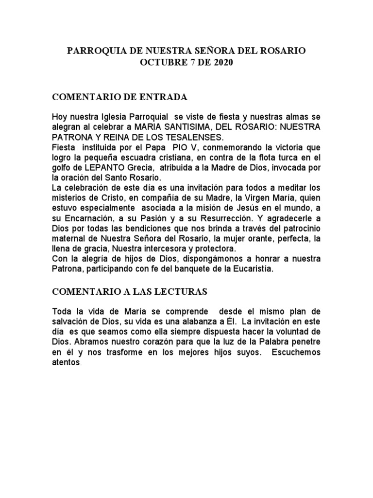 Fiesta Patronal-2020 | PDF | María, madre de Jesús | Rosario