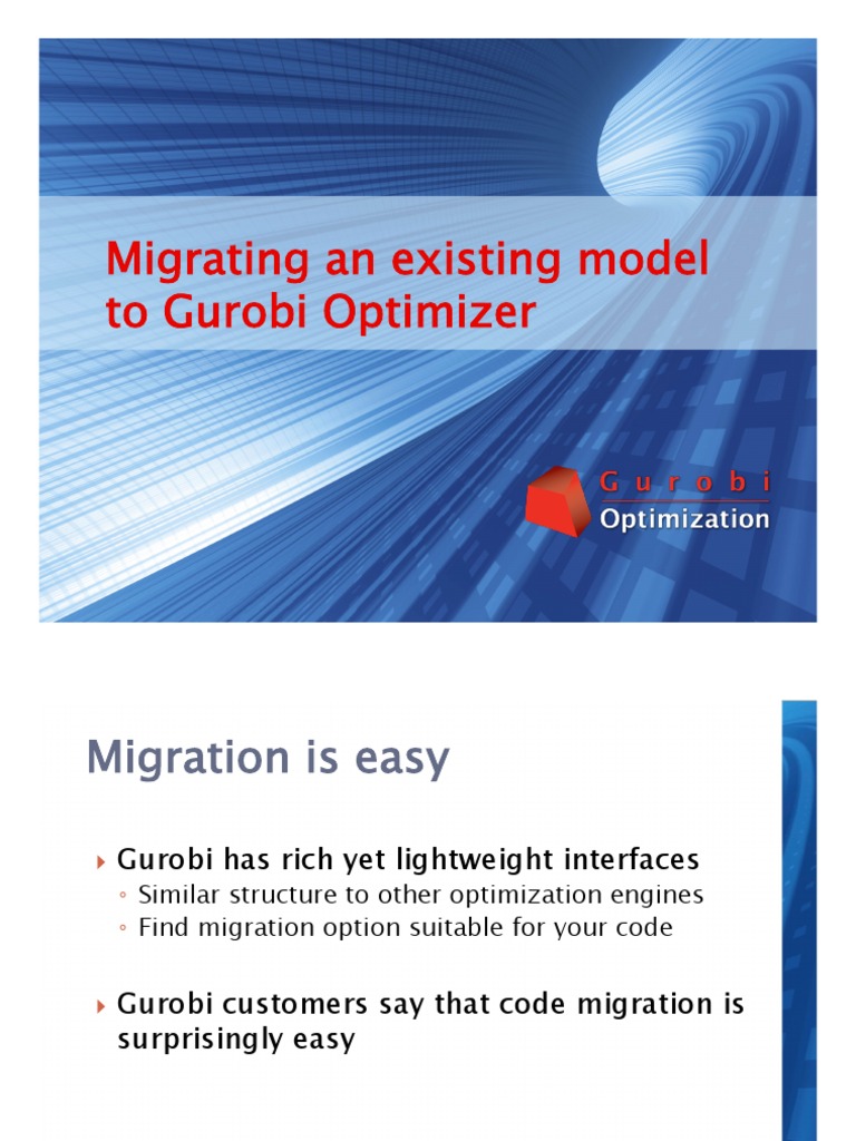Modelmigration Gurobi | PDF | Mathematical Optimization | C ...