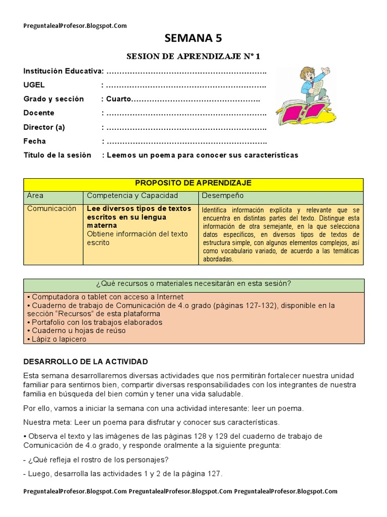 Leemos Un Poema Para Conocer Sus Características Descargar Gratis Pdf