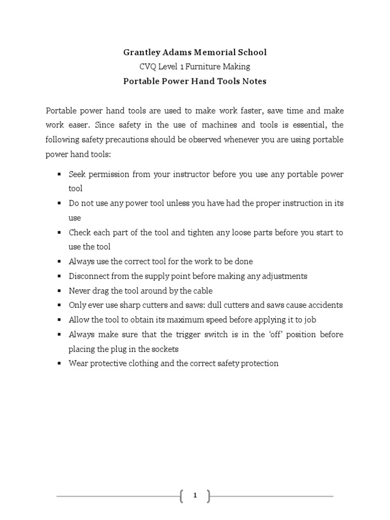 Portable Power Hand Tools Notes | Download Free PDF | Manufactured ...