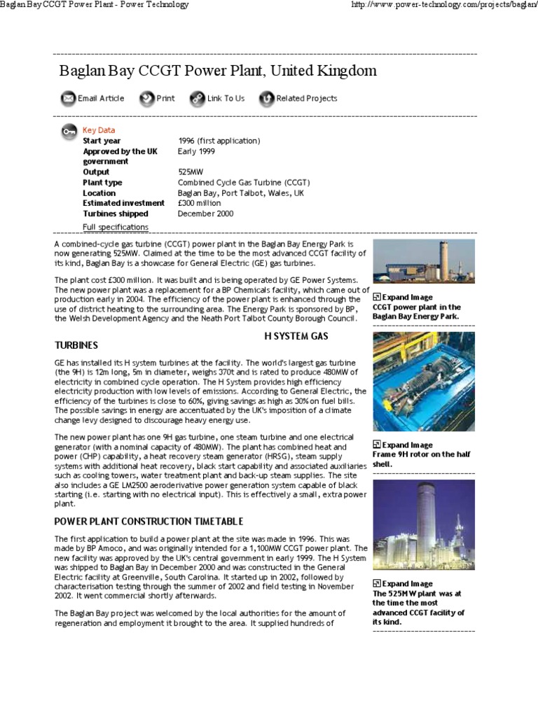 Baglan Bay CCGT Power Plant Overview | PDF | Power Station | Gas Turbine