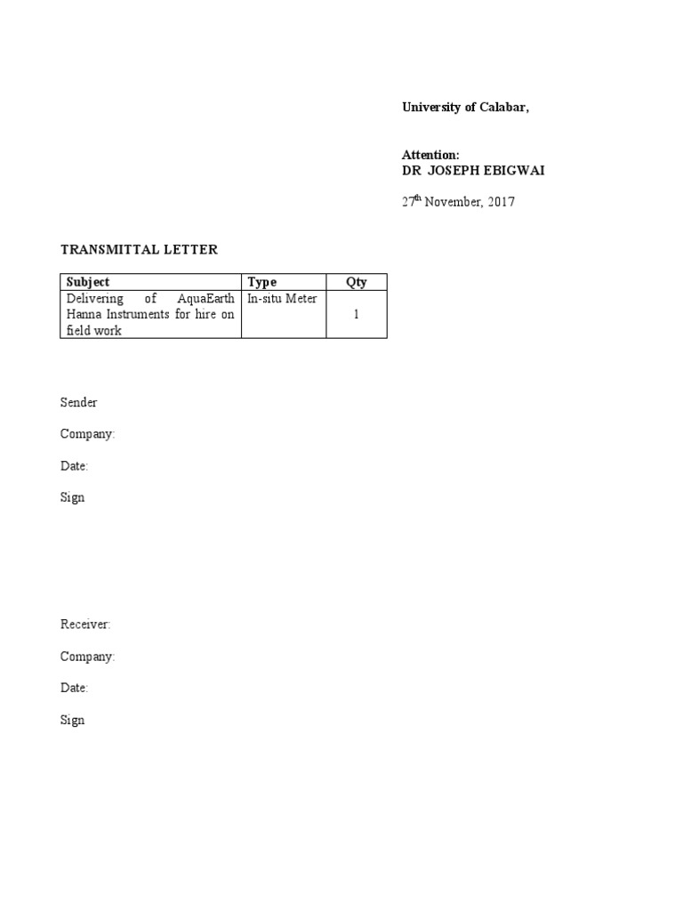 Transmittal Sheet | PDF