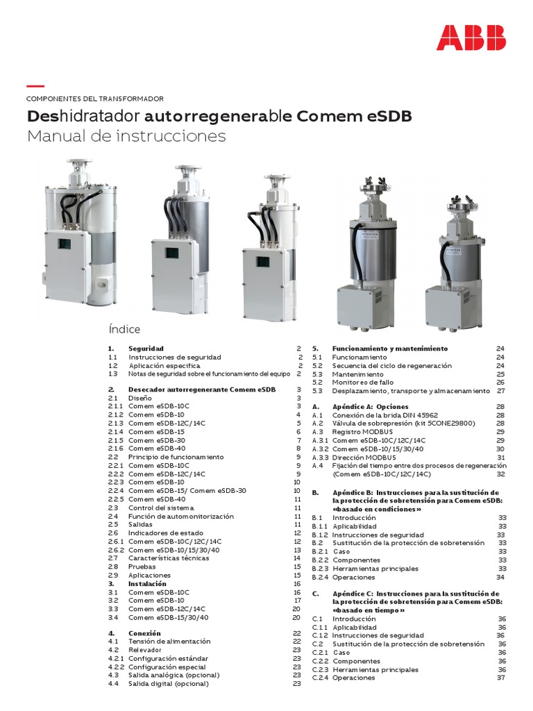 Manual en Español ESDB Deshidratador Autoregenerable COMEM | PDF ...