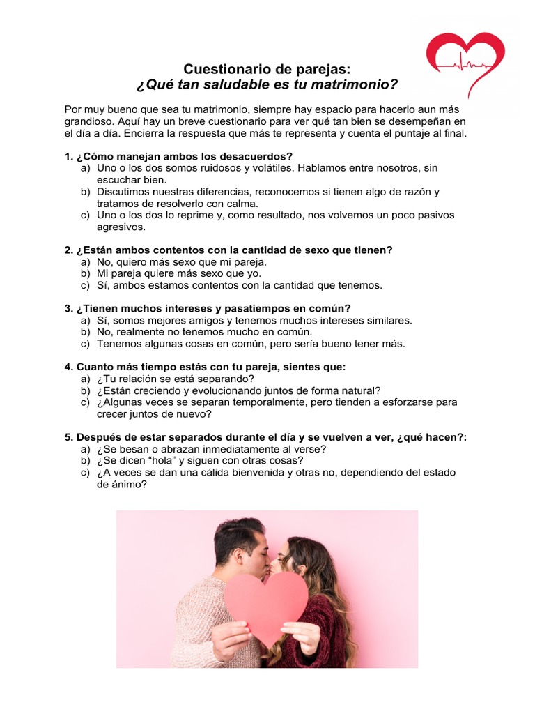 Cuestionario de Parejas - Que Tan Saludable Es Tu Matrimonio | PDF