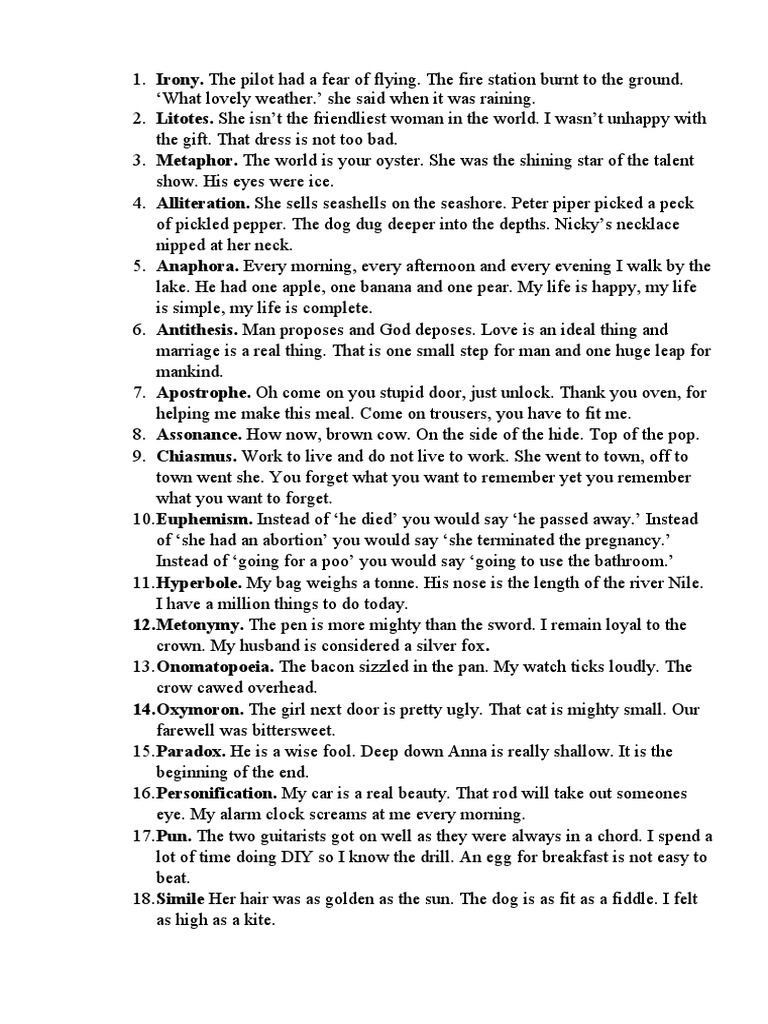 Figures of speech | PDF | Rhetorical Techniques | Poetic Devices