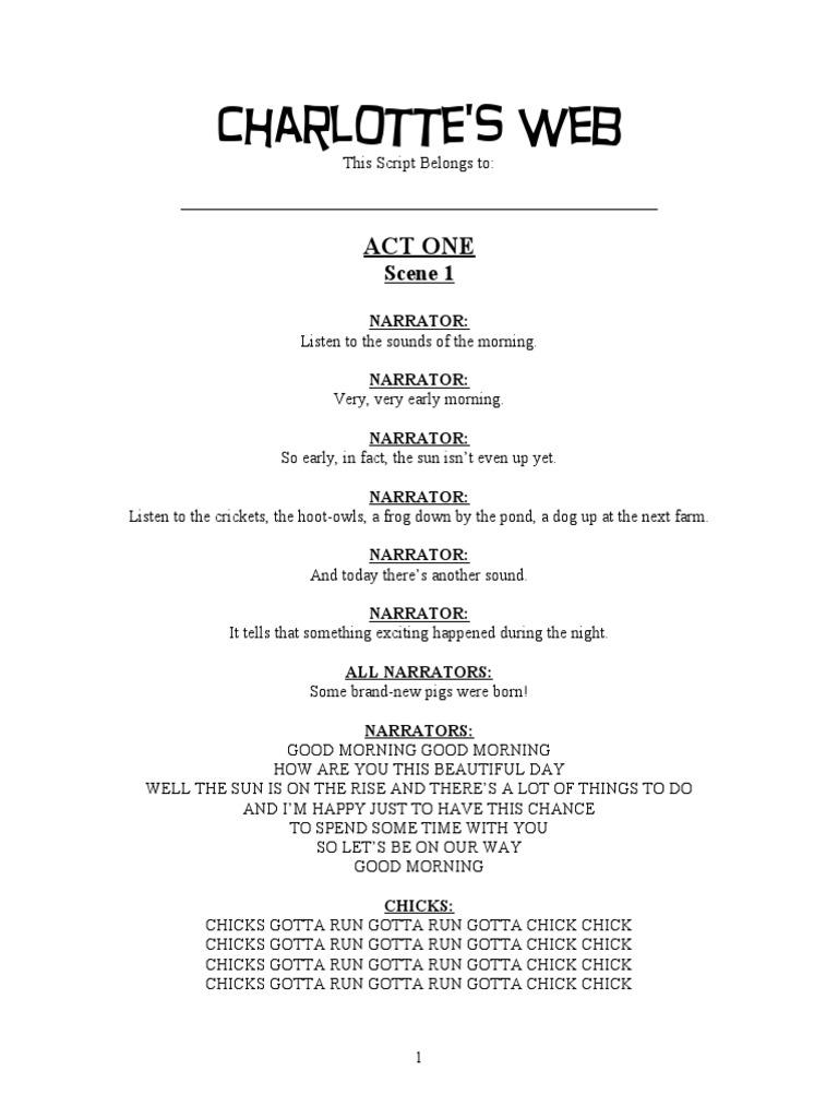 Charlotte's Web Play Script Excerpt | PDF