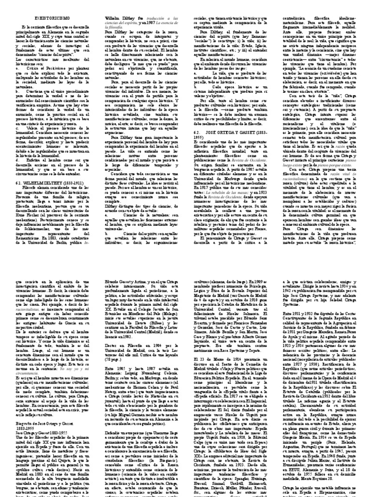 11 Separata Filosofia EL HISTORICISMO | PDF | Esencia | Verdad