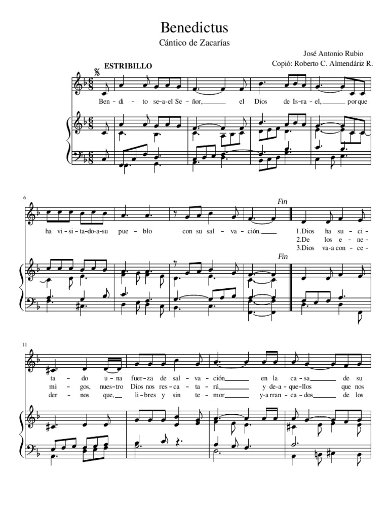 0 - Benedictus CANTICO EVANGELICO LAUDES Con Acompañamiento | PDF