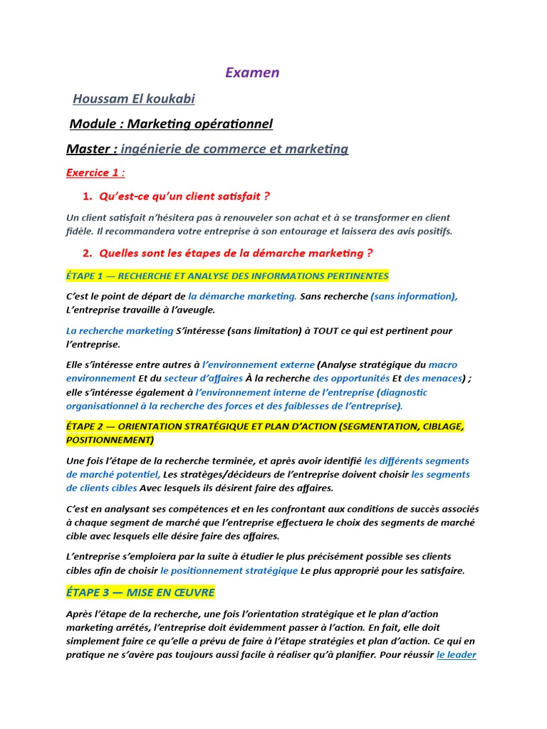 Examen Marketing Operationnel Houssam El Koukabi | PDF | Starbucks | Commercialisation