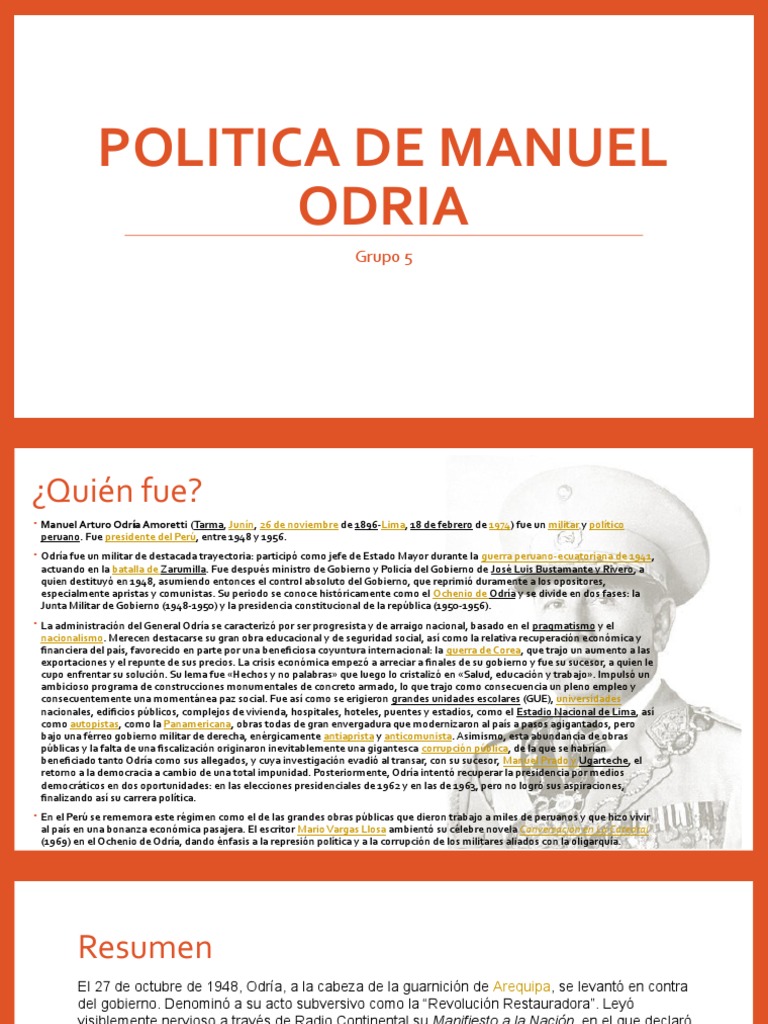 Politica de Manuel Odria | PDF | Gobierno