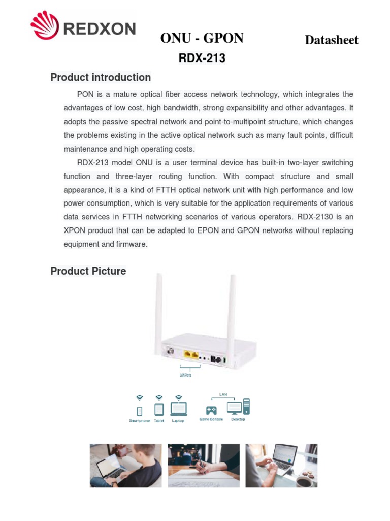 ONU RDX-213 - Datasheet Redxon | PDF | Computer Network | Network Switch