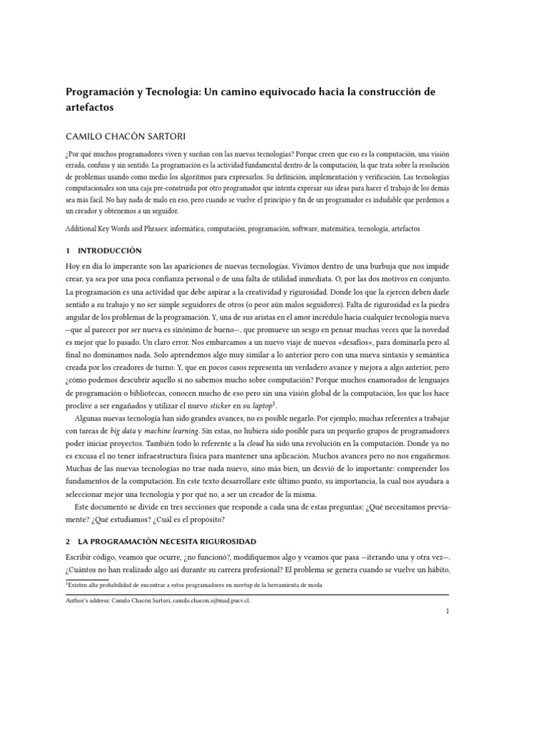 Programacion y Tecnologia Un Camino Equivocado | PDF | Lenguaje de ...