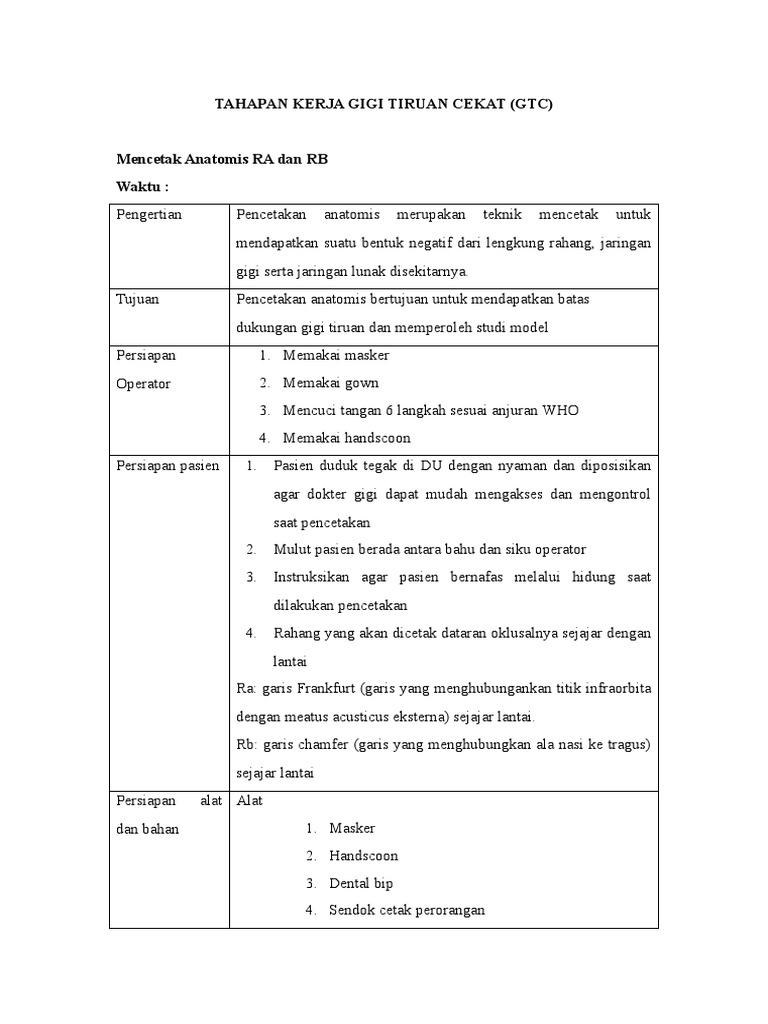 Modul Kerja Prostodonsia - GTC | PDF