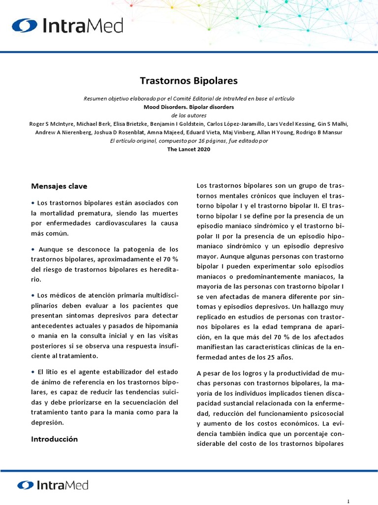 Trastornos Bipolares TheLancet2020 | PDF | Desorden bipolar | Manía