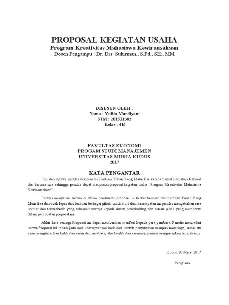 Proposal Kegiatan Usaha | PDF