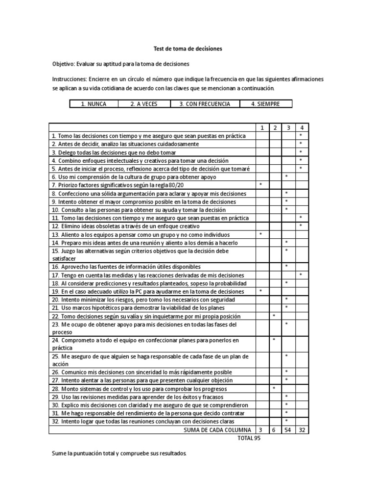 Test de Toma de Decisiones-1 | PDF | Toma de decisiones