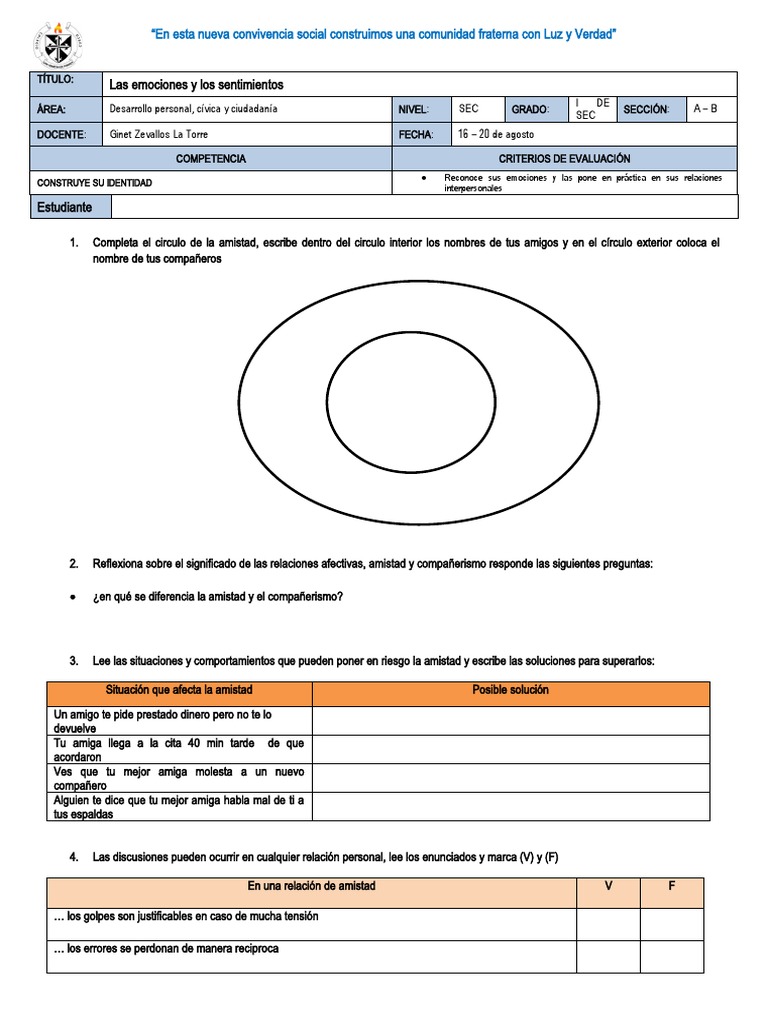 Ficha 20 I DPCC | PDF | Las emociones | Conceptos psicologicos