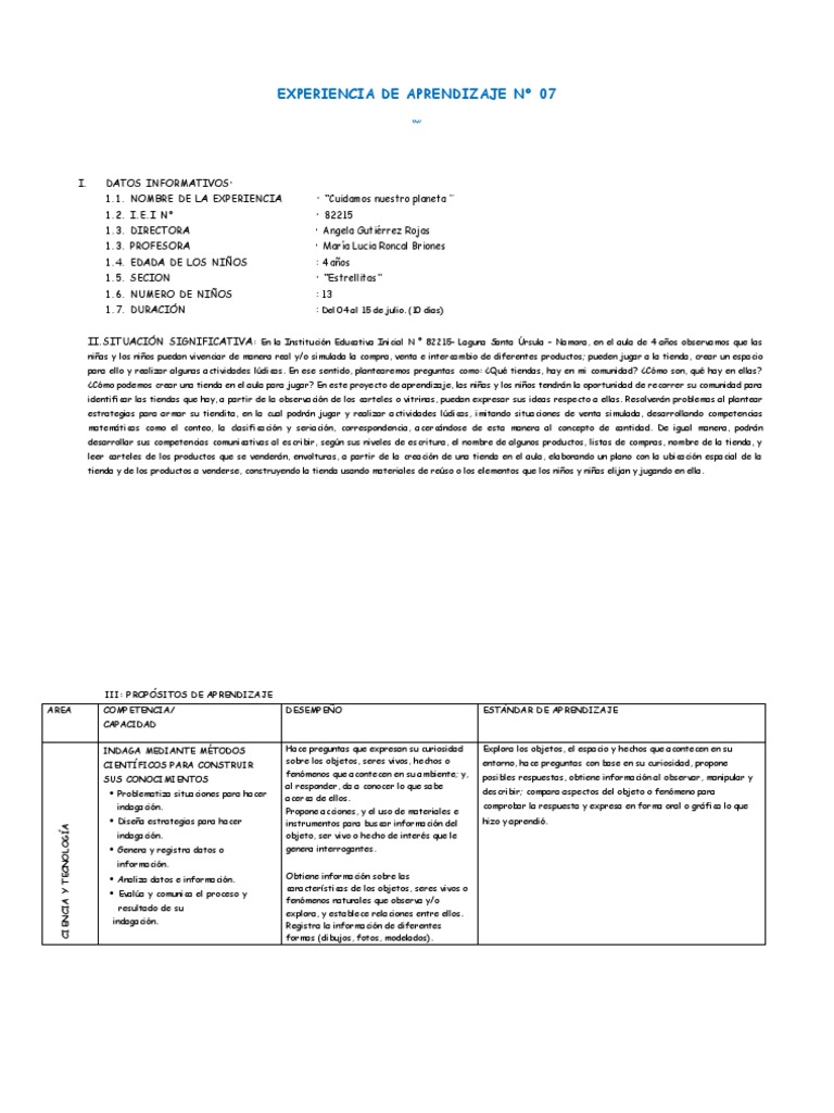 7 - Experiencia de Aprendizaje #7 - La Tiendita de Mi Aula. | PDF | Comunicación no verbal ...