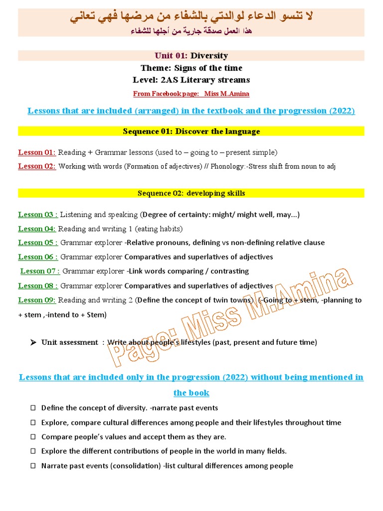 Lessons Plan Diversity 2as L | PDF | Adjective | Word