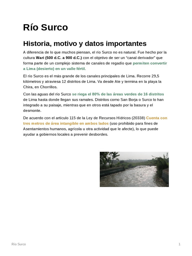 Problematicas en El Río Surco | PDF | Río | Lima