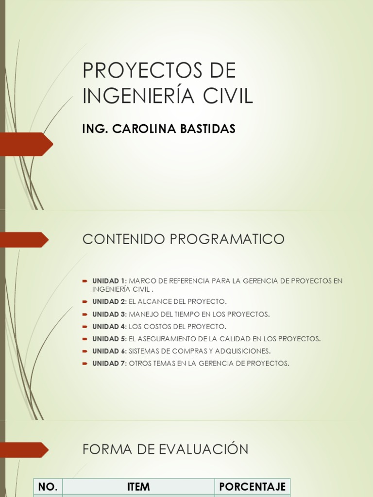 Proyectos de Ingeniería Civil | PDF | Gestión de proyectos | Calidad (comercial)