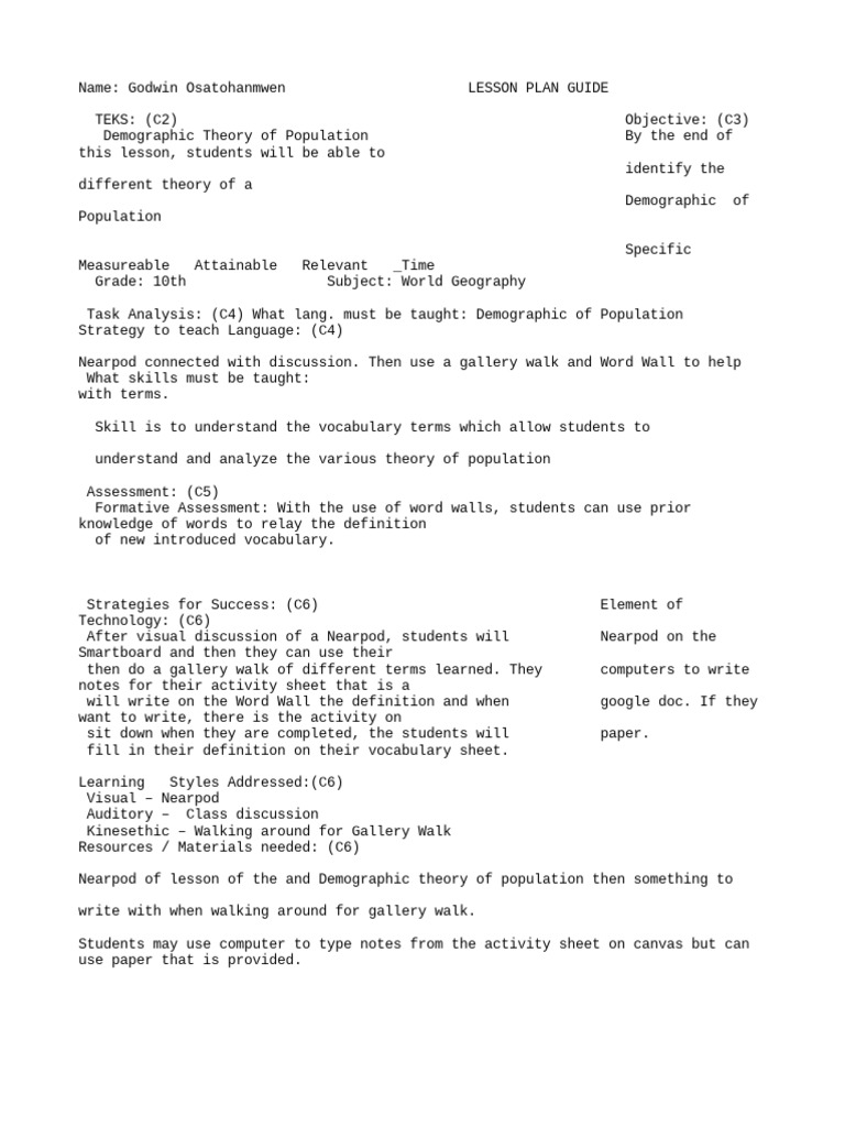 Lesson Plain Guide 1 | PDF | Lesson Plan | Theory