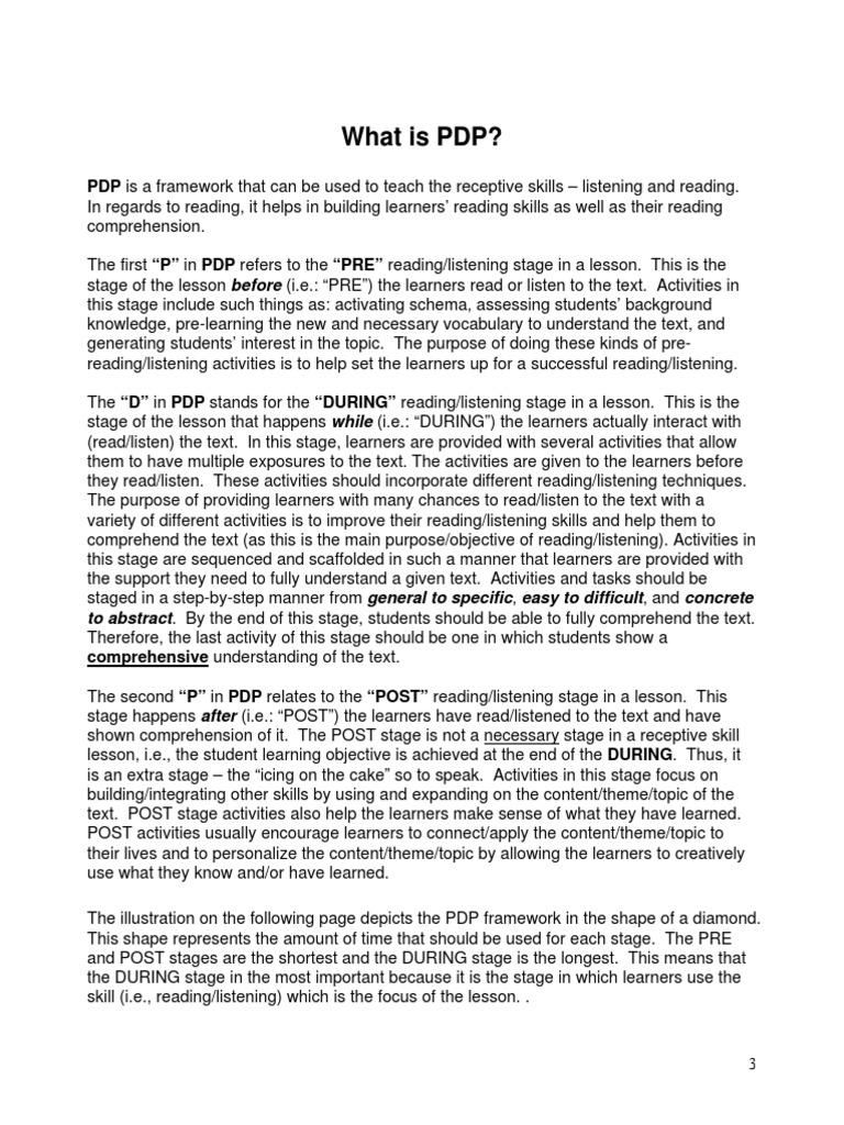 PDP Framework Reading | PDF | Reading Comprehension | Vocabulary