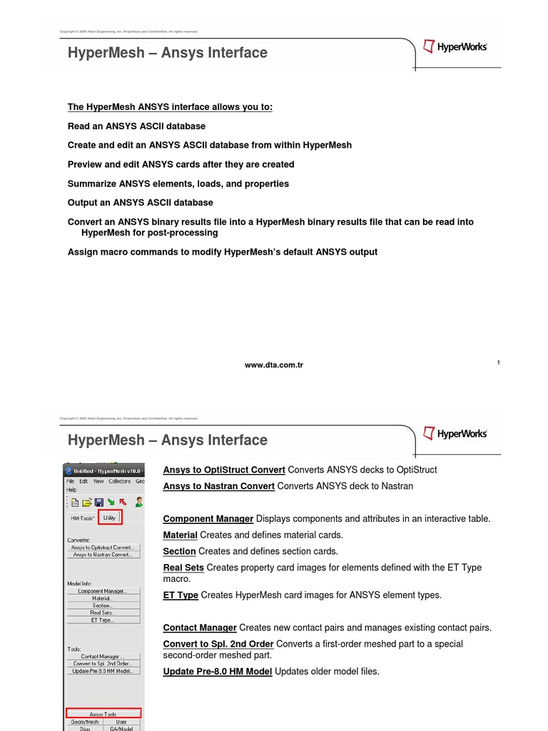 HyperMesh Ansys Interface | PDF | Interface (Computing) | Databases
