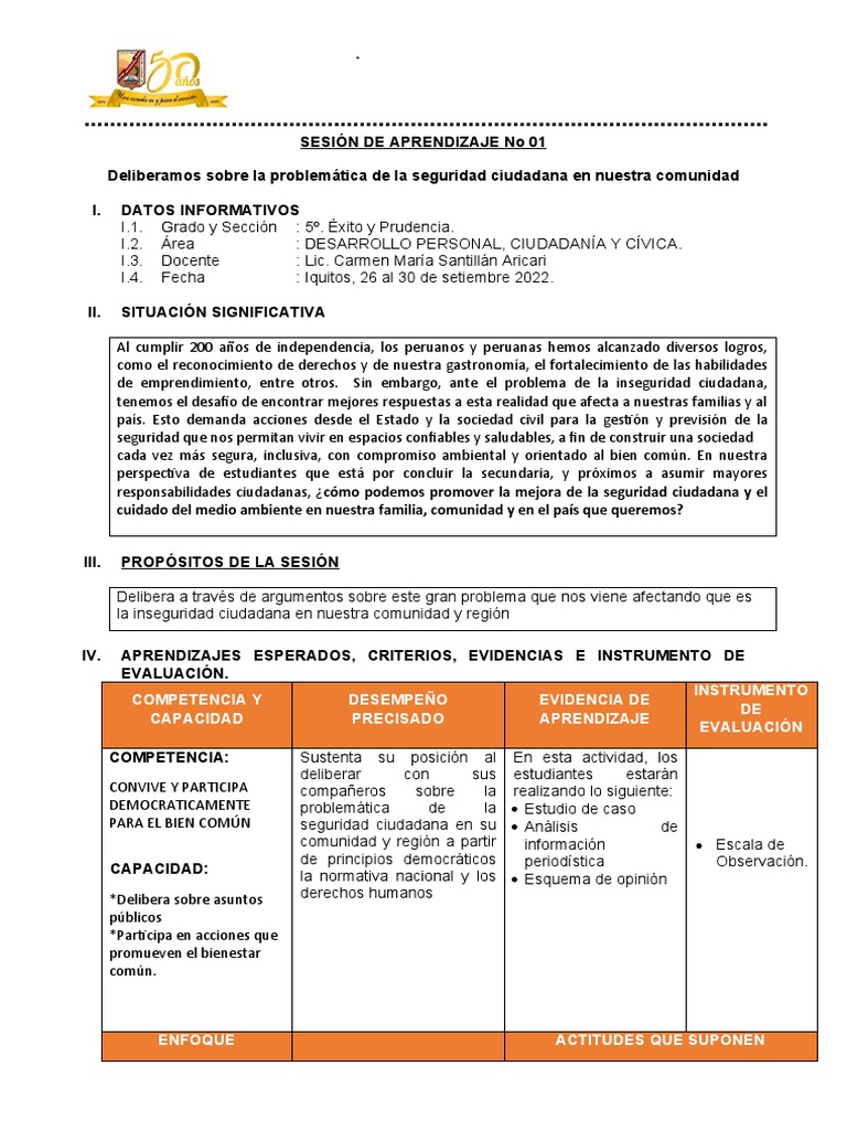 ACT.2-EdA - VII-DPCC.5to. 26-09-22 | PDF | Valores | Aprendizaje