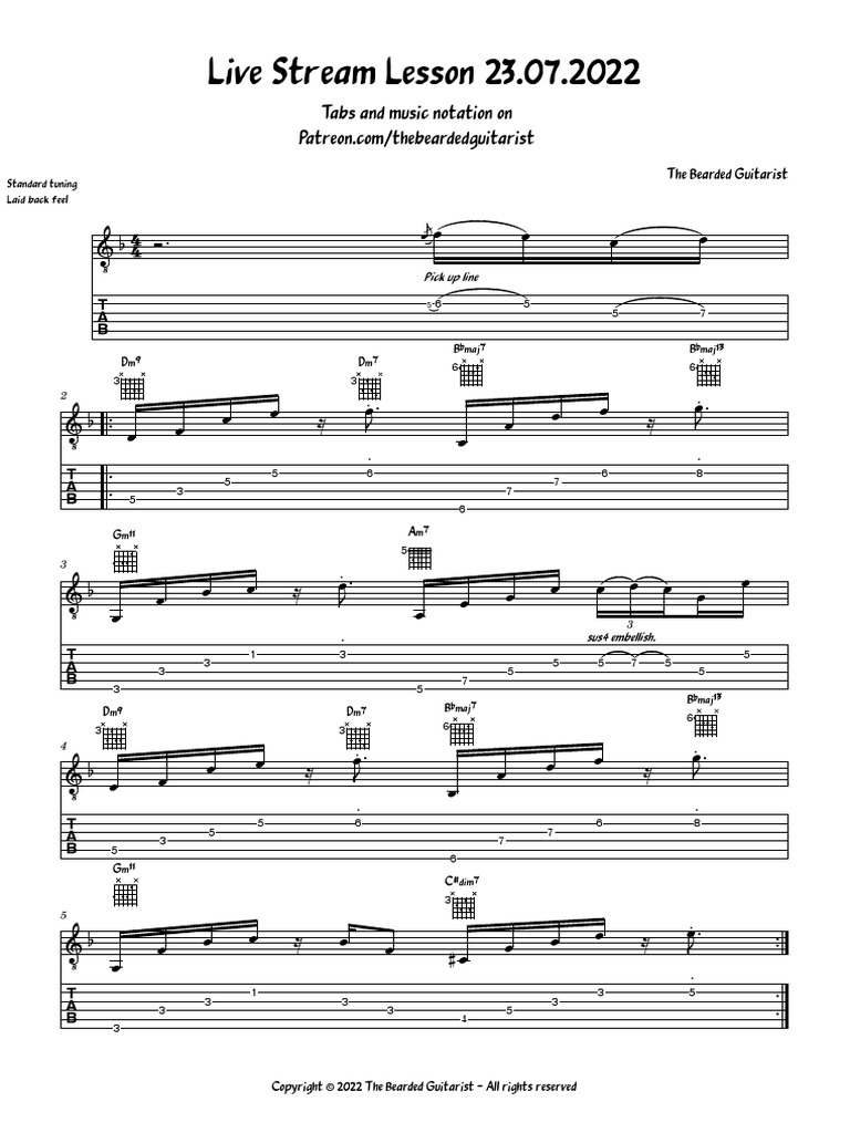 The Bearded Guitarist - Live Stream Lesson 23.07.2022 | PDF