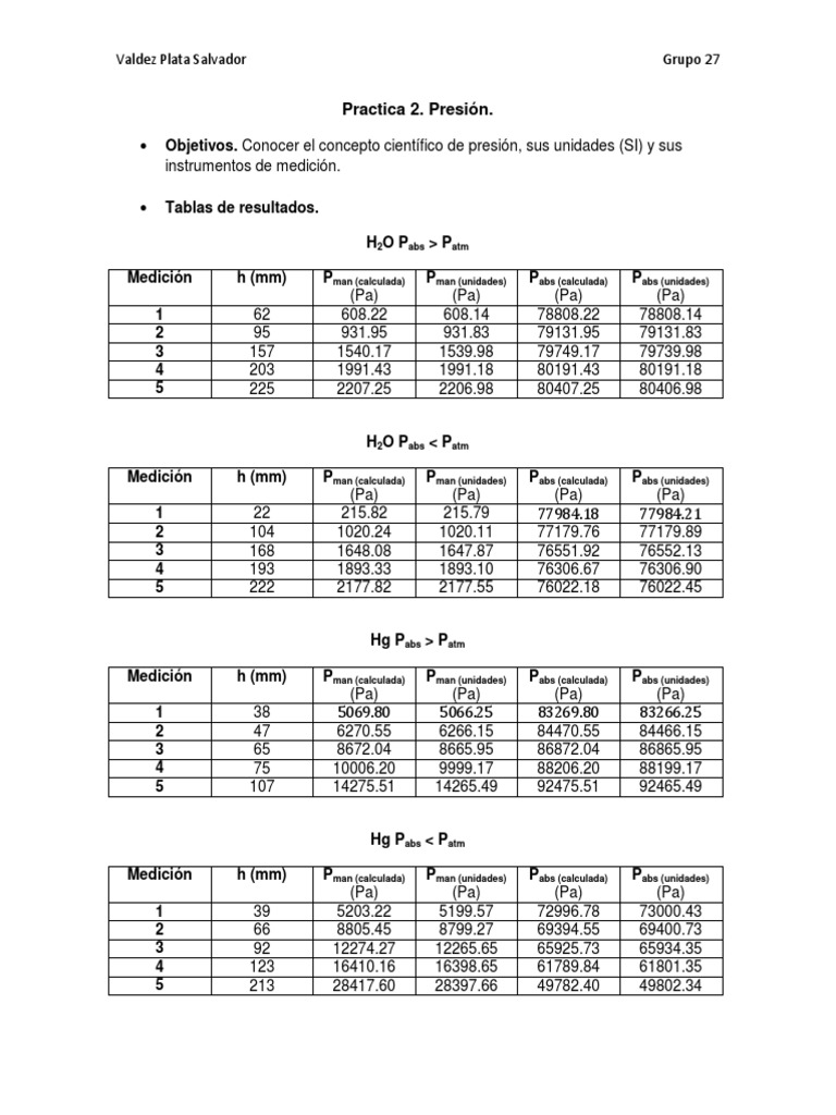 Practica 2 | PDF | Pascal (Unidad) | Cantidades fisicas