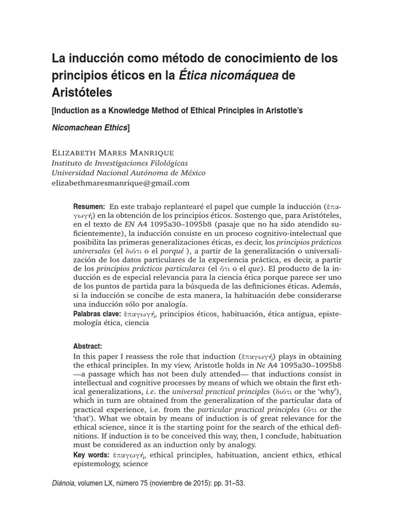 La Inducción Como Método de Conocimiento de Los Principios Éticos | PDF ...